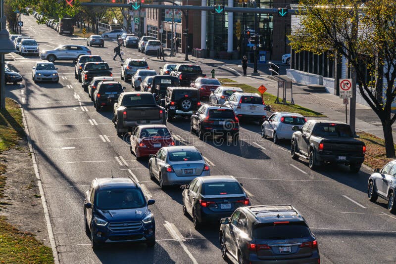 Traffic in Kensington District, Calgary, Alberta, Canada Editorial ...