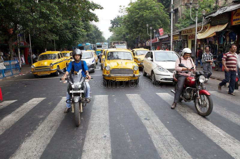Traffic in Kolkata, India editorial photography. Image of tradition ...