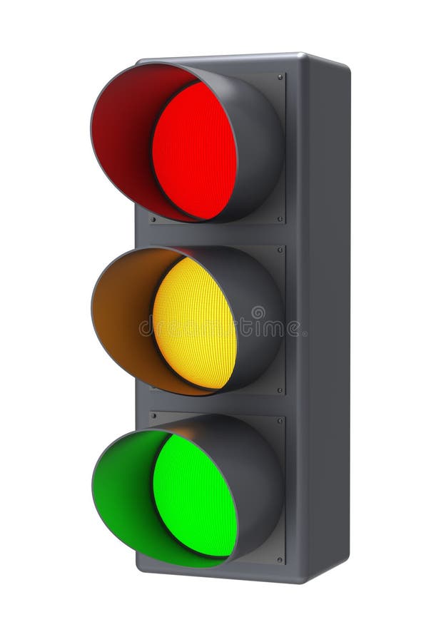 3d White Traffic Light with a Red Light Stock Illustration ...