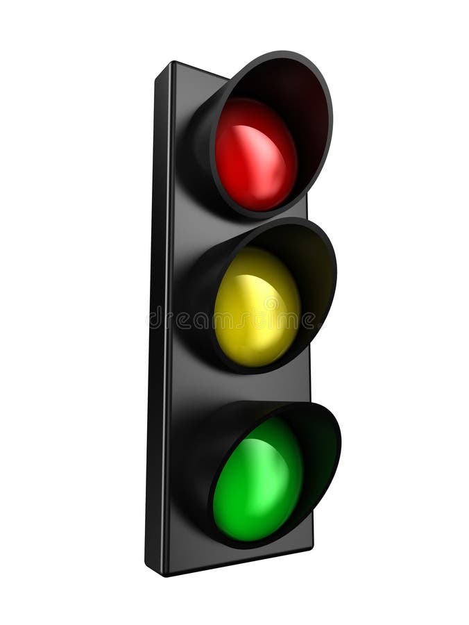 3d White Traffic Light with a Red Light Stock Illustration ...