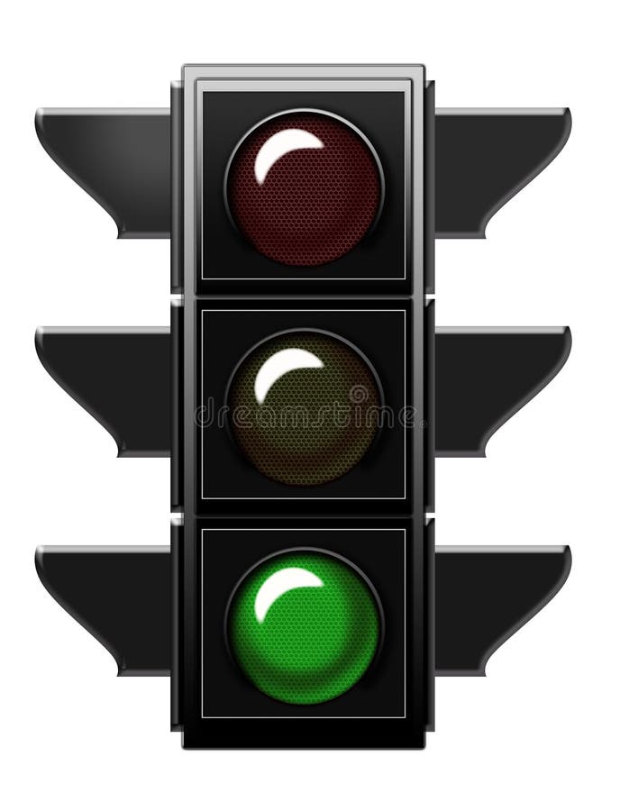 3d White Traffic Light with a Red Light Stock Illustration ...