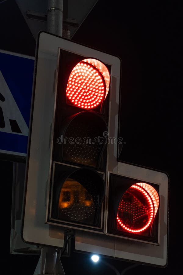 Traffic Light with an Additional Section Turn Right. Red Traffic Light ...