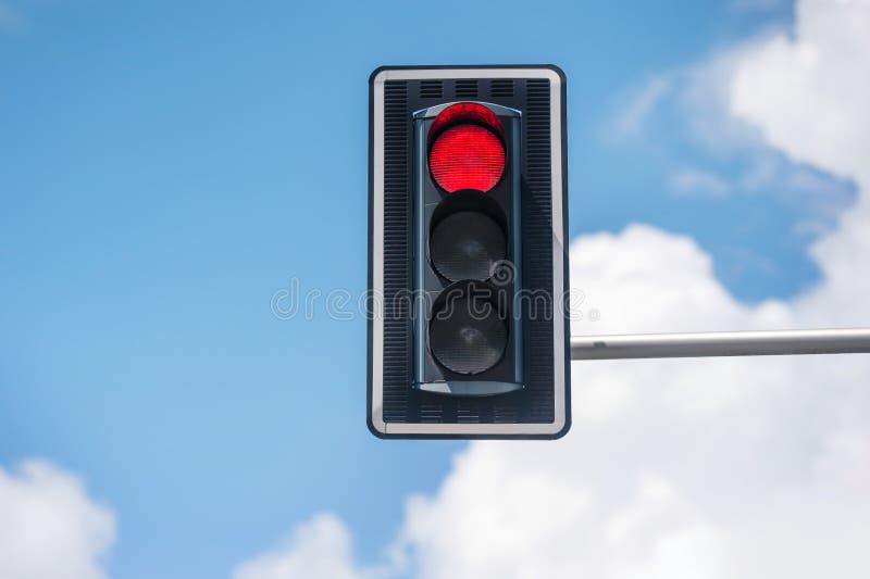 Traffic Light Against Blue Sky, Space for Text Stock Image - Image of ...