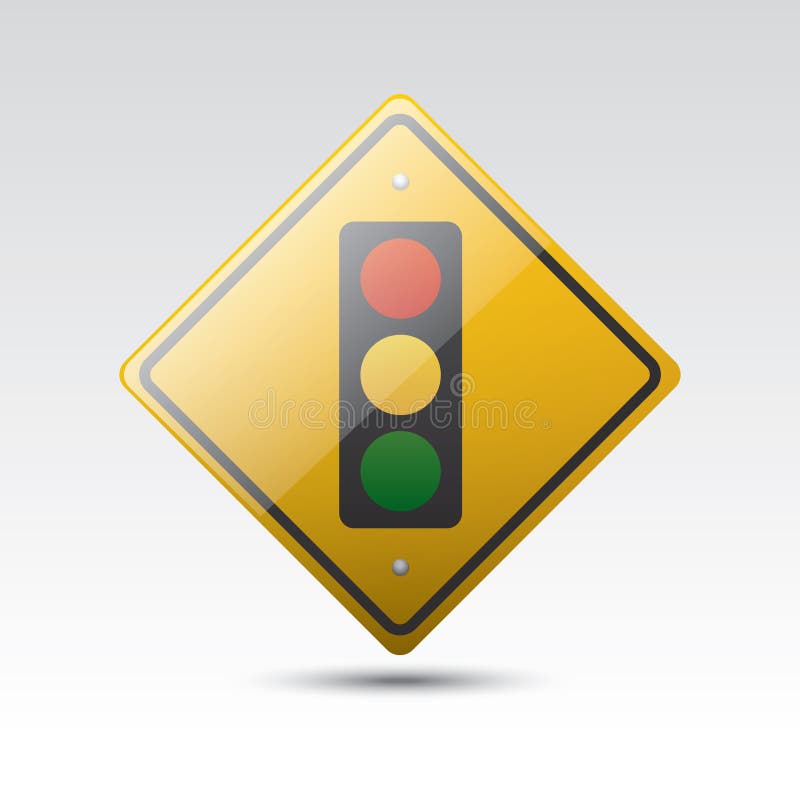 Traffic Light Ahead Sign. Vector Illustration Decorative Design Stock ...