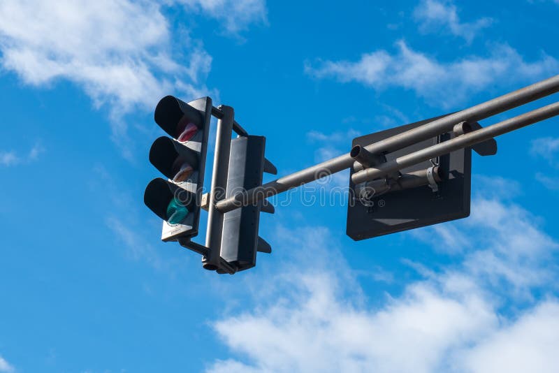 Traffic Light with a Beautiful Blue Sky in Background Stock Image ...