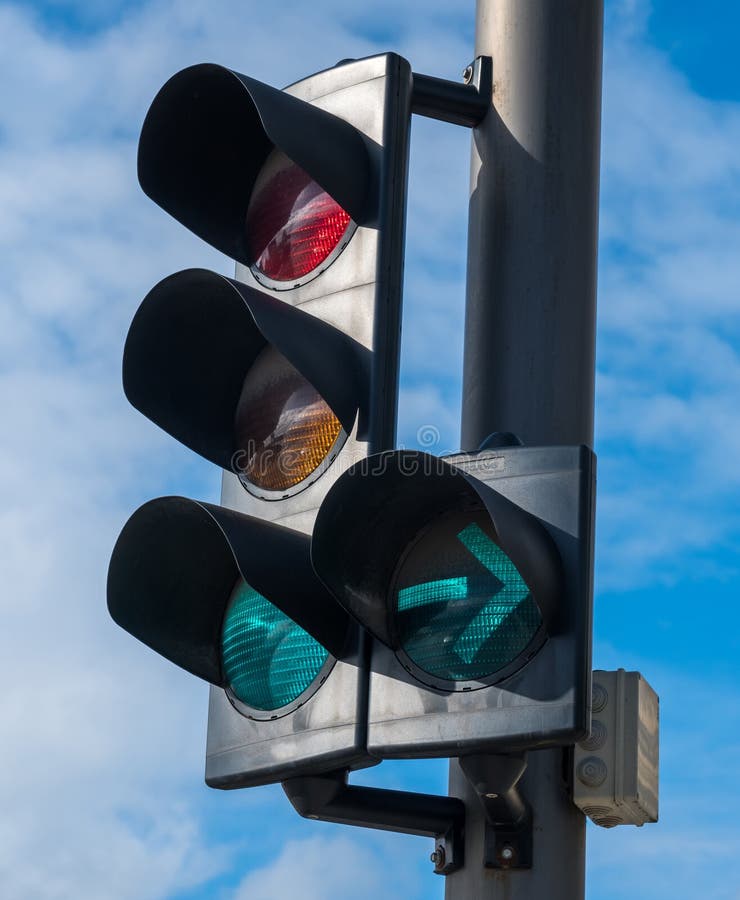 Traffic Light with a Beautiful Blue Sky in Background Stock Image ...