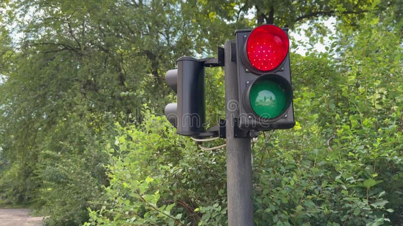 Traffic Light that Burns Red on the Street Near Stock Footage - Video ...