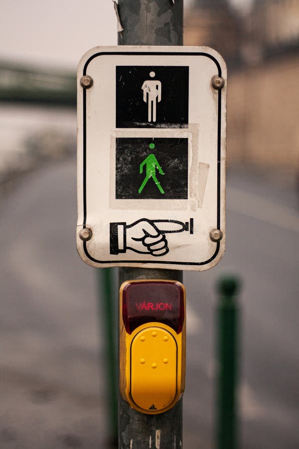 Traffic Light Button Sign, Traffic Control Sign Stock Photo - Image of ...