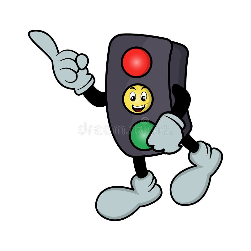 Traffic Light Character Cartoon Illustration with Phone and Security ...