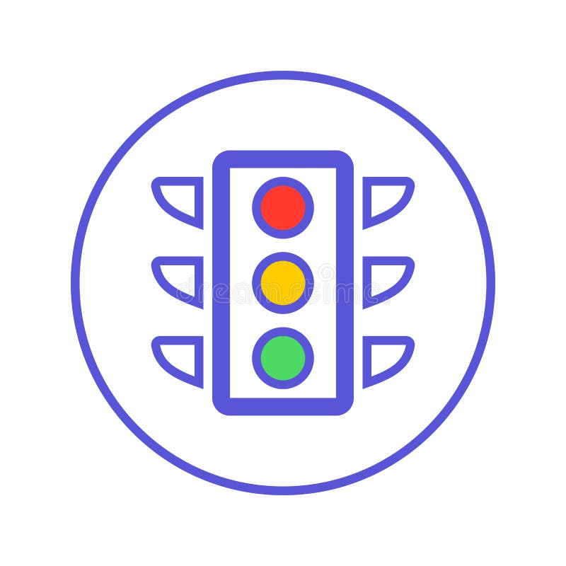 Traffic Light Circular Line Icon. Round Sign. Flat Style Vector Symbol ...