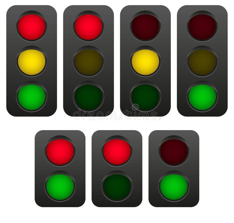 Traffic Light Collection, Set of 7, Vector Illustration Stock Vector ...