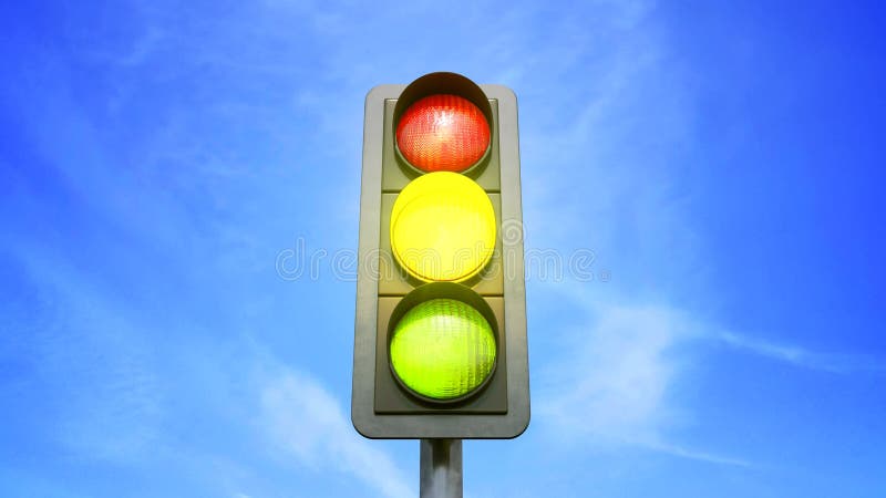 Traffic Light on Green Background. Isolated 3D Render Stock Video ...
