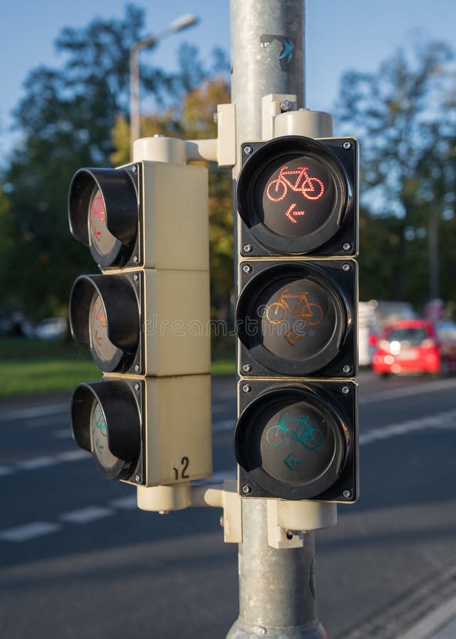 Traffic Light Cyclists. the Red Light is on. Motion Control Stock Photo ...