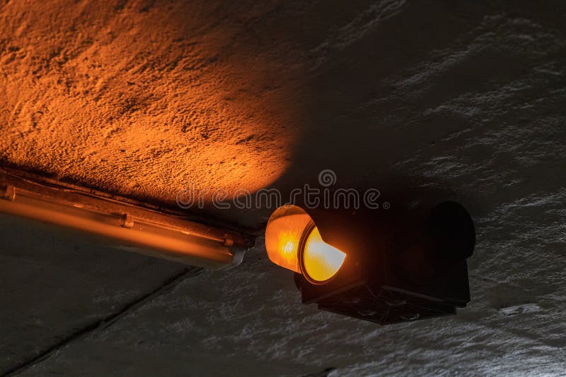 Traffic Light in Dark Underground City. Background Stock Image - Image ...
