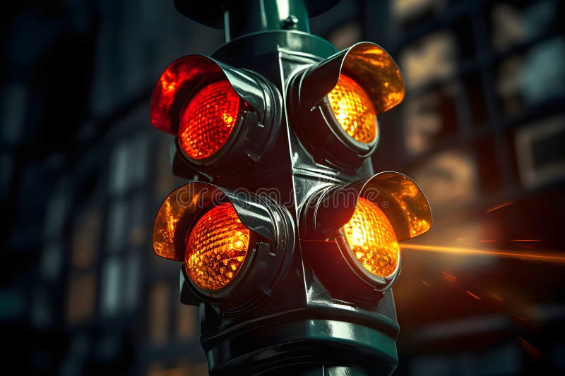 Traffic Light. Electric Lamp Device for Indicating Traffic Signs Stock ...