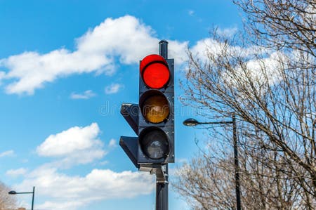 Traffic Light in Front of the Sky in Montreal Downtown Stock Photo ...