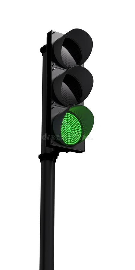 Traffic Light with Green Color Turned on Isolated on White Background ...