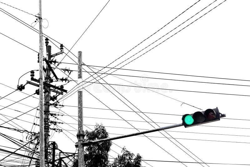 Traffic Light in Green Light in Minimalist Black and White. Electrical ...