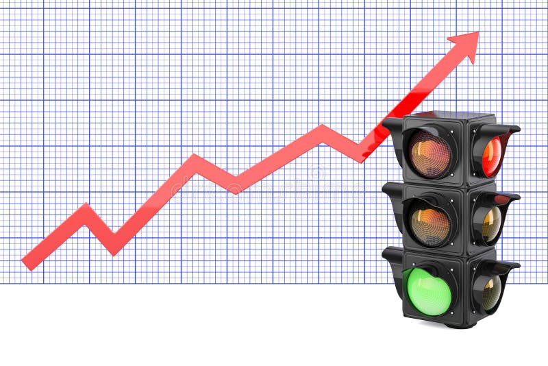 Traffic Light with Growing Chart, 3D Stock Illustration - Illustration ...
