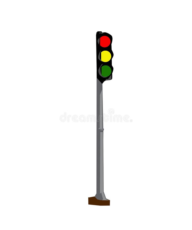 Traffic Light Icon Illustration Design, Red Light Pole, Stop Sign on ...