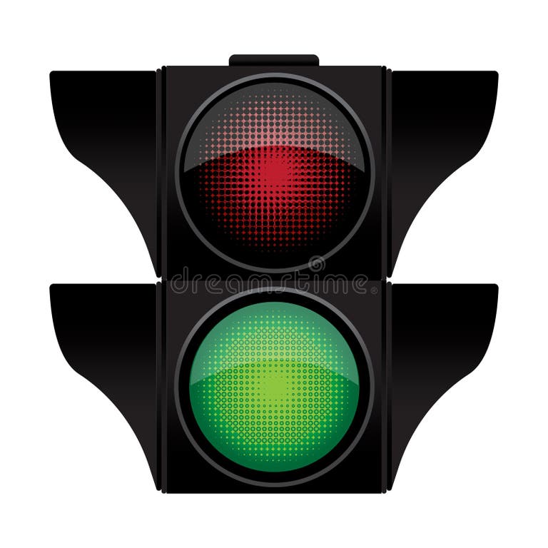 Traffic Light Icon. Red and Green. Halftone Vector Design. Signal ...