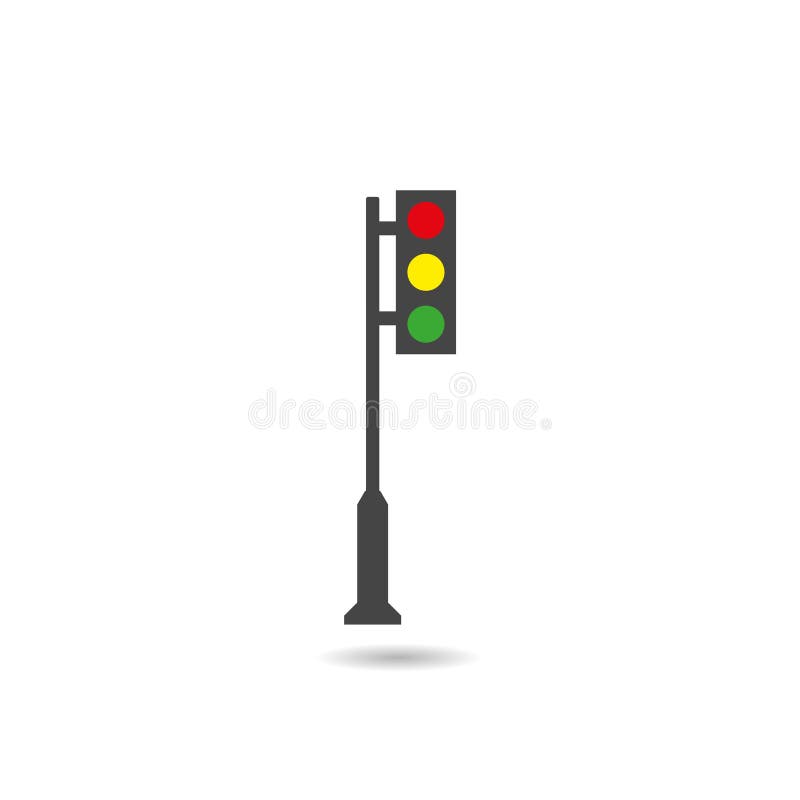 Traffic Light Icon with Shadow Stock Vector - Illustration of crosswalk ...