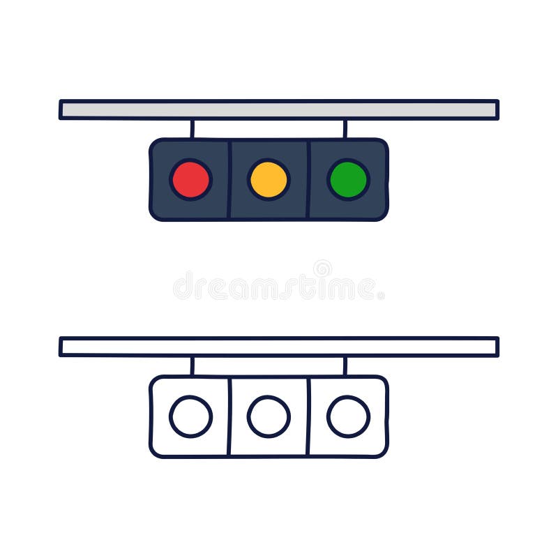 Traffic Light Icon Vector from Driving School Collection in Doodle ...