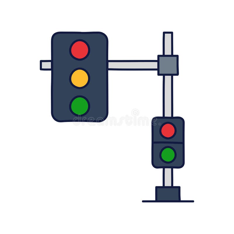 Traffic Light Icon Vector from Driving School Collection in Doodle ...