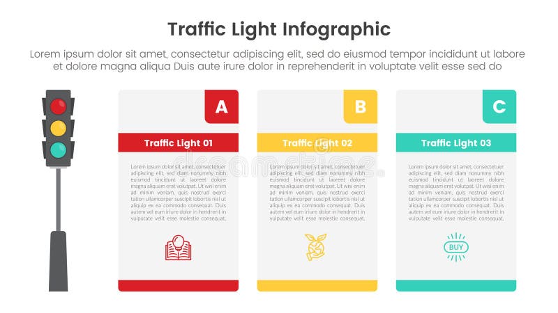 Traffic Light Infographic Template Banner with Big Box Table Container ...