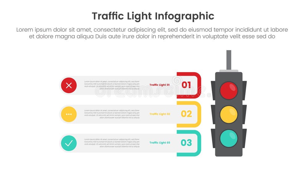 Traffic Light Infographic Template Banner with Creative Box Container ...