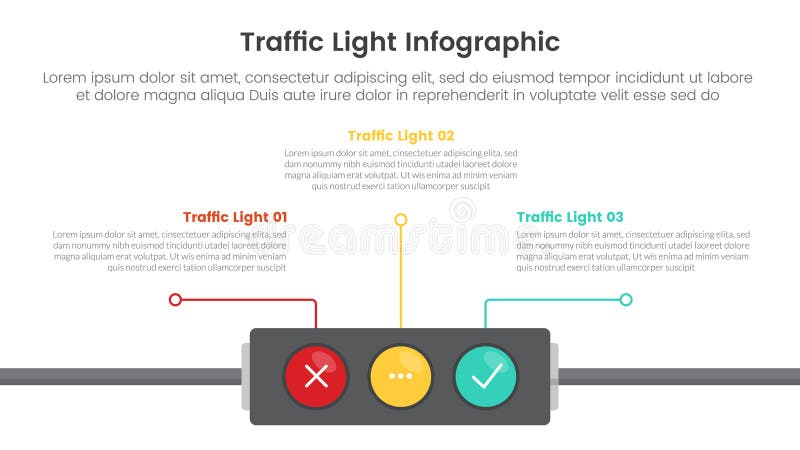 Traffic Light Infographic Template Banner with Horizontal Lights on ...