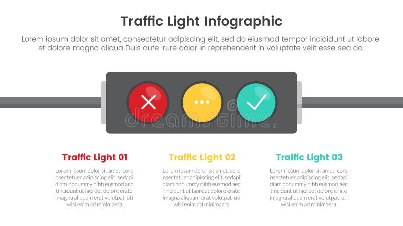 Traffic Light Infographic Template Banner with Horizontal Lights Object ...