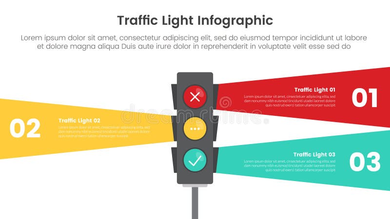 Traffic Light Infographic Template Banner with Lights with Ray Beam ...