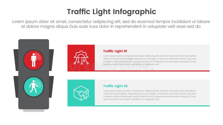 Traffic Light Infographic Template Banner with Long Rectangle Box Stack ...