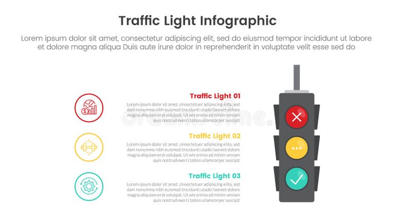 Traffic Light Infographic Template Banner with Outline Circle Data ...