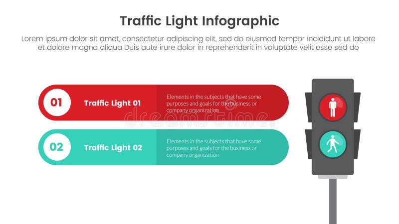 Traffic Light Infographic Template Banner with Round Rectangle Box ...