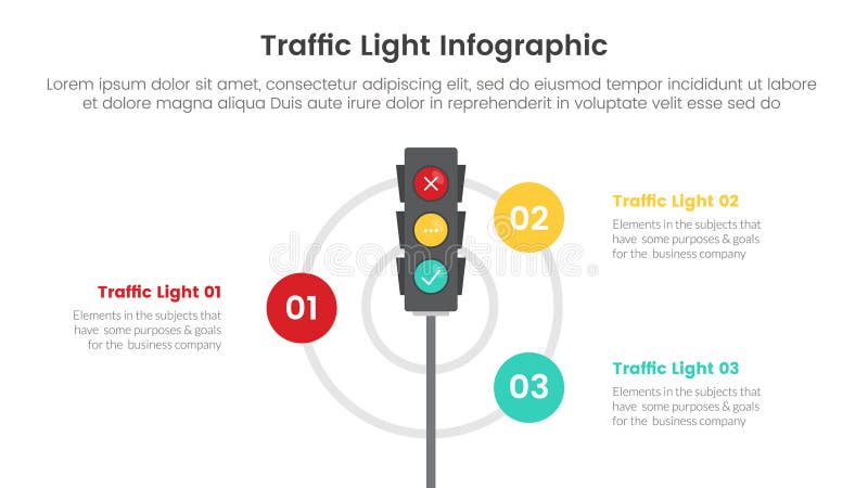 Traffic Light Infographic Template Banner with Standing Lights and ...