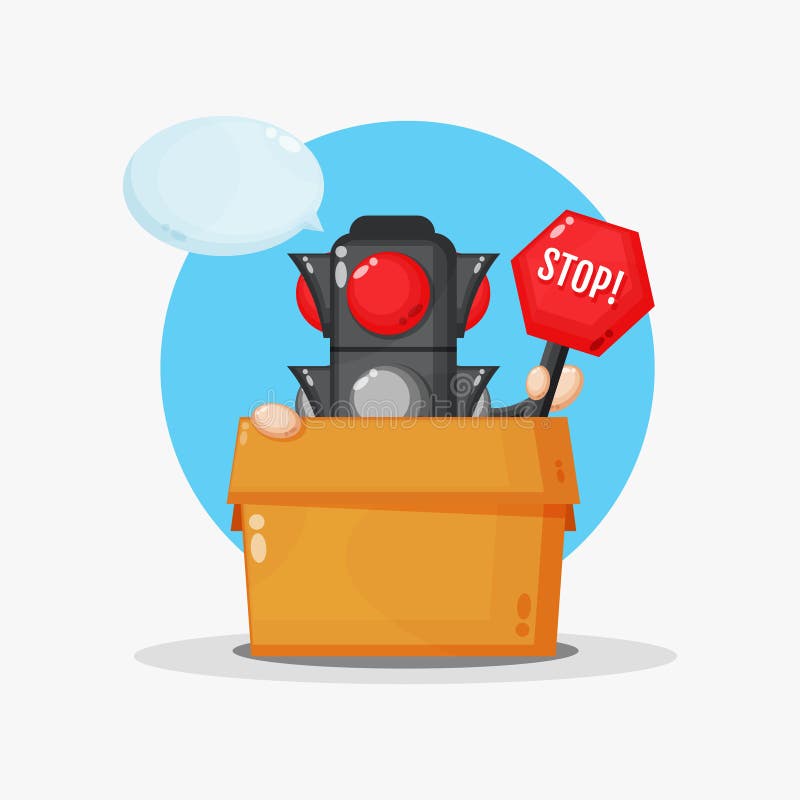 Traffic Light Mascot in the Box Stock Vector - Illustration of urgency ...
