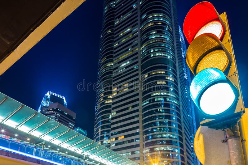 Traffic Light in Modern City Stock Photo - Image of commercial, metro ...
