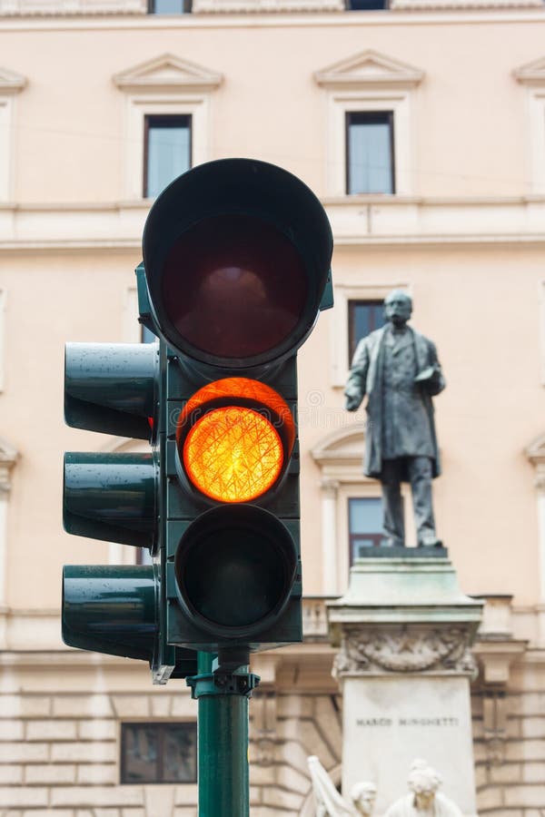 Traffic Light and a Monument Stock Photo - Image of architecture, rome ...