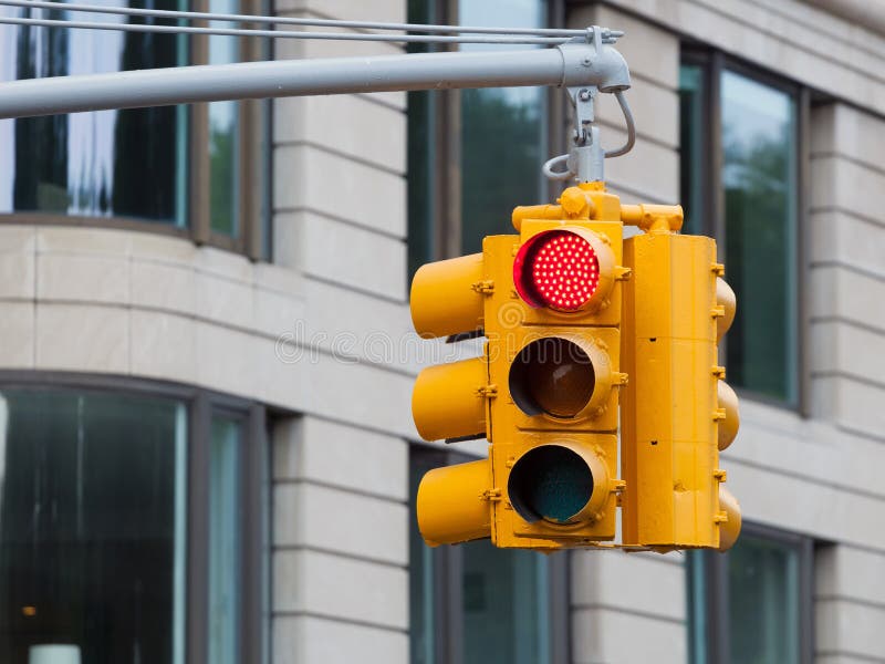 New York Traffic Light. Pedestrian Stop Sign Stock Image - Image of ...