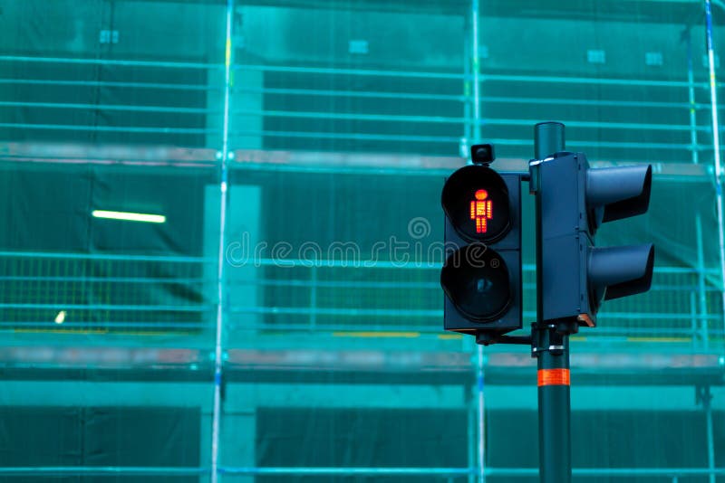 Traffic Light Pedestrian Crossing Red Man Prohibiting Passage Stock ...