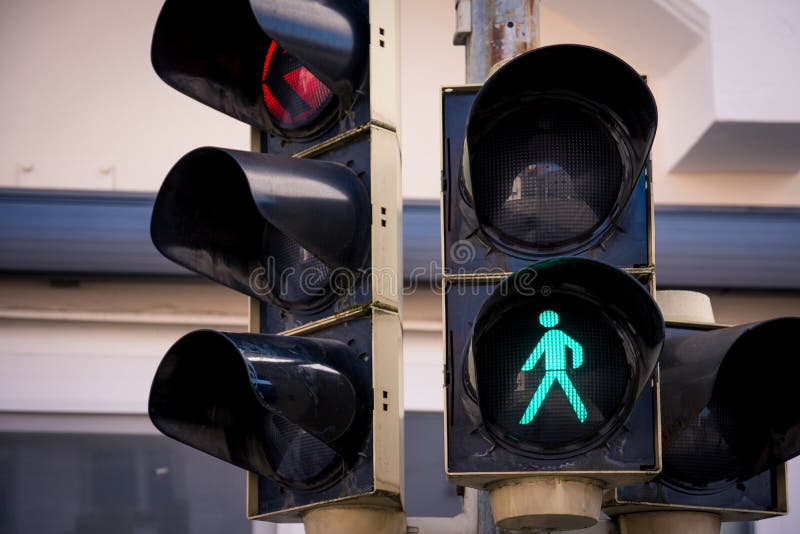 A Traffic Light with Pedestrian Signs in a City Stock Image - Image of ...