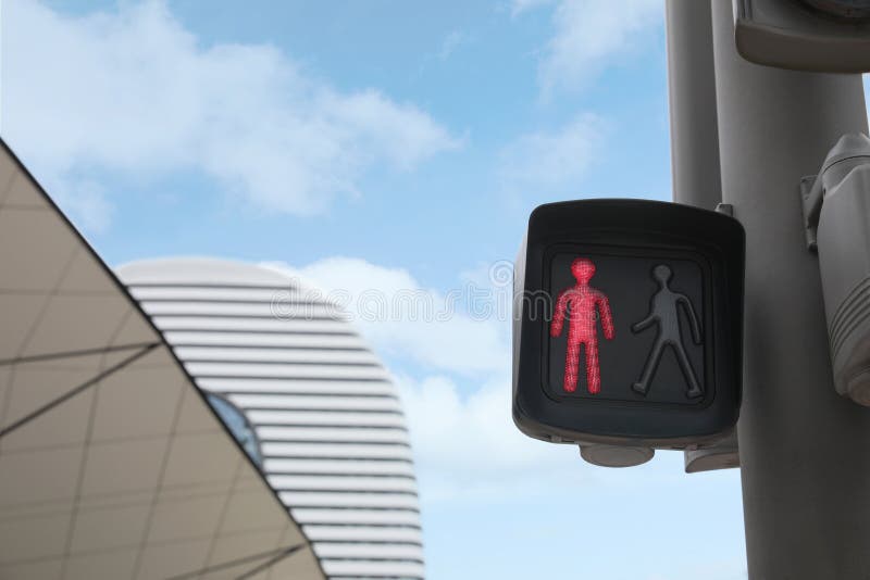 Traffic Light for Pedestrians on City Street Stock Photo - Image of ...
