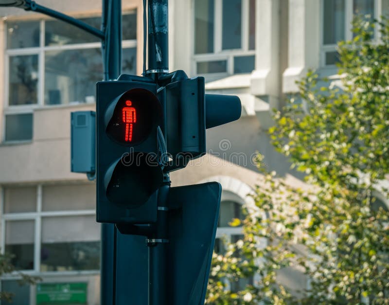 Traffic Light for Pedestrians Showing Red Light Stock Image - Image of ...