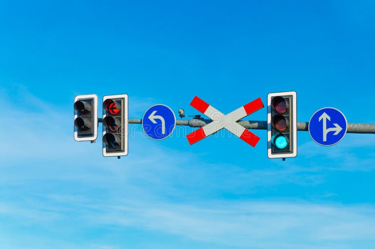 Traffic light stock photo. Image of sign, crossroad, rail - 93473106