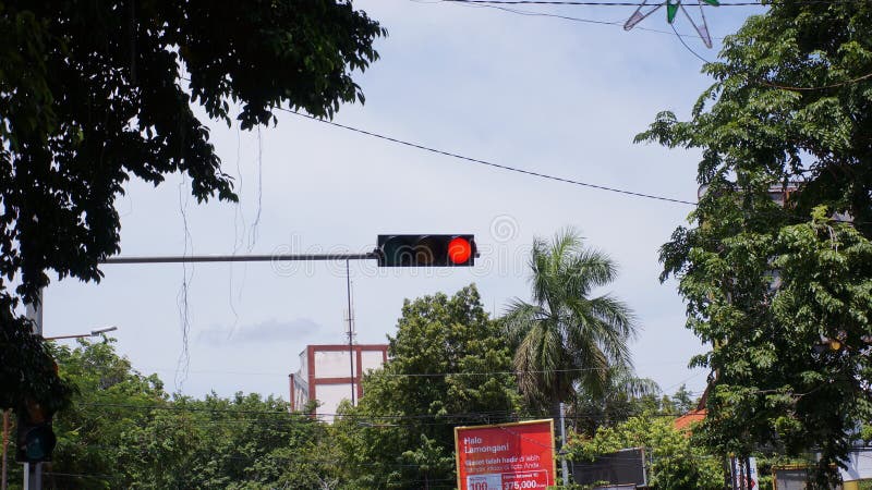Traffic Light with Red Light Which Means Stop Editorial Photo - Image ...