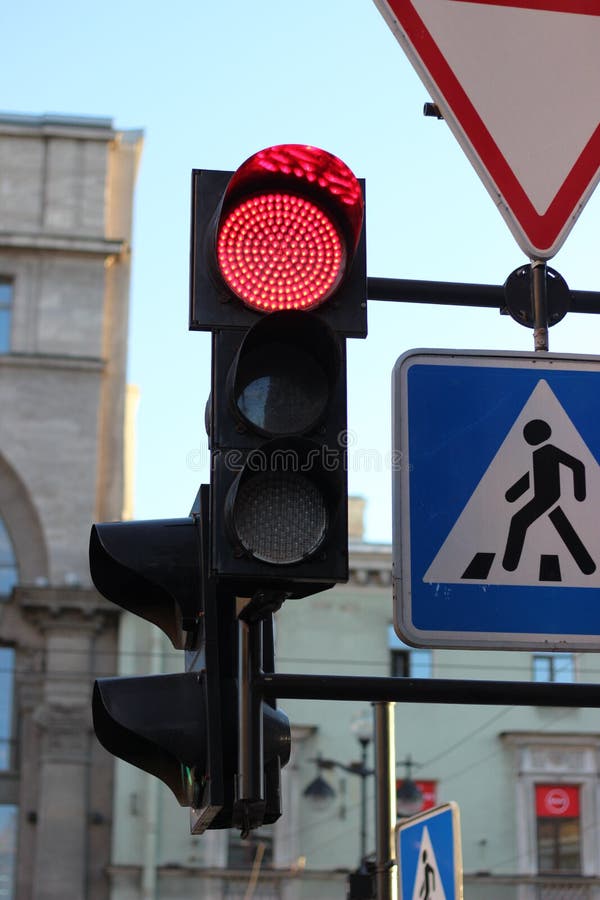 Red overhead traffic light stock photo. Image of authority - 94552260