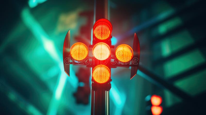 Traffic Light Red Signal Blur Background Stock Illustration ...