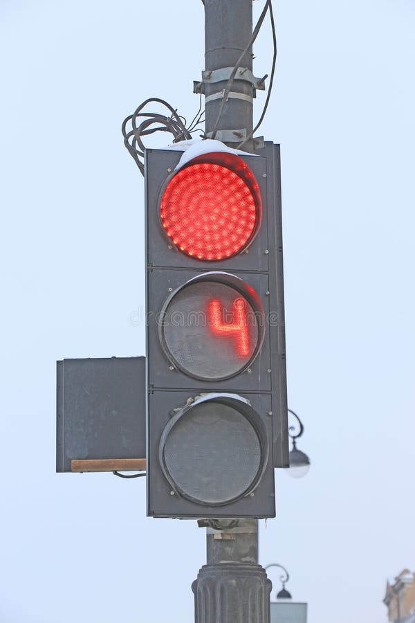 Traffic Light with Red Signal and Countdown Stock Image - Image of ...